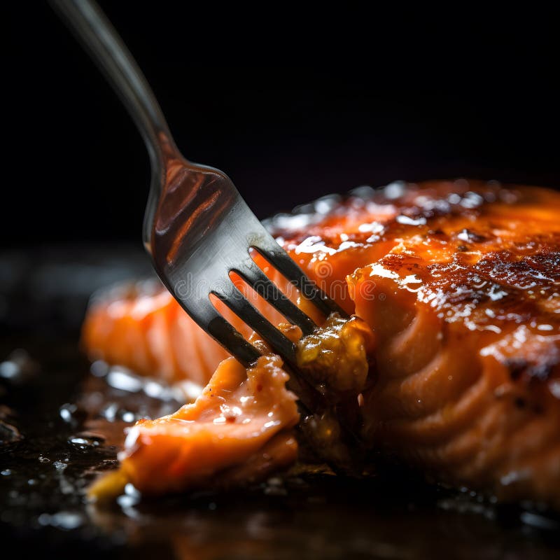 A Close-up Shot of a Fork Picking Up a Juicy Piece of Gri Two ...