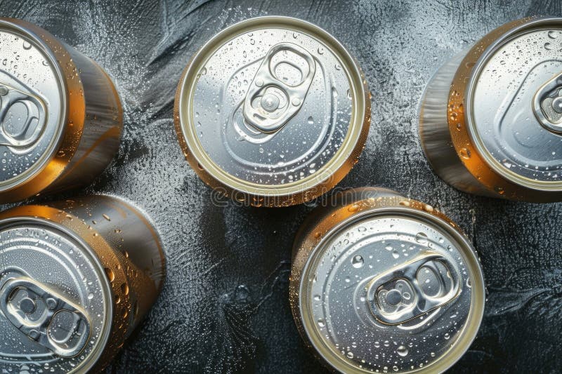 A Close-up Shot of Four Cans of Beer Placed on a Table, Ready for a ...