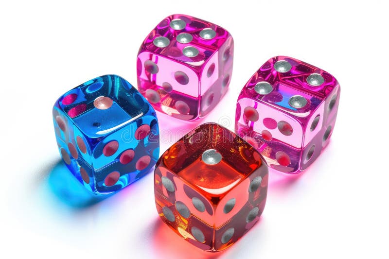 A Close-up Shot of Four Dice Placed Next To Each Other on a Flat ...