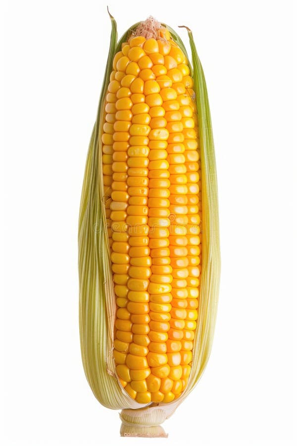 A Close-up Shot of a Fresh Corn Cob on a White Background Stock Image ...