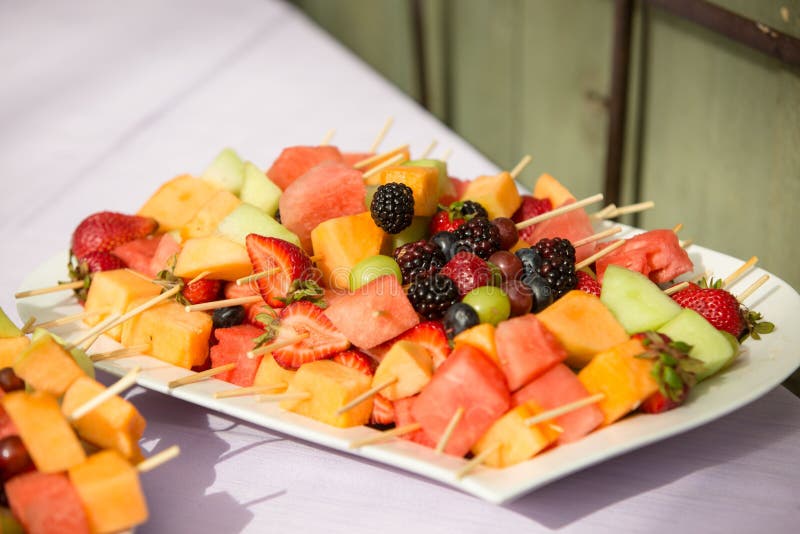 Close-up Shot of Fruit Cuts Placed on the Buffet Table at the Wedding ...