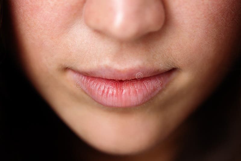 Close Up Shot of the Full Lips Young Woman Stock Image - Image of ...