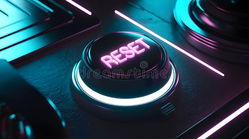 Futuristic Neon Reset Button Technology Interface Concept Stock ...
