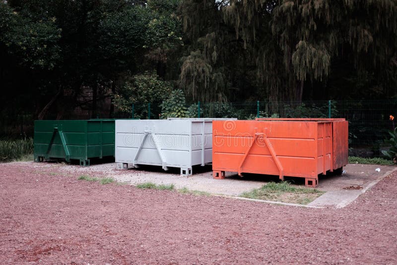 Close-up Shot of Garbage Sorting Cans in a Park Stock Photo - Image of ...