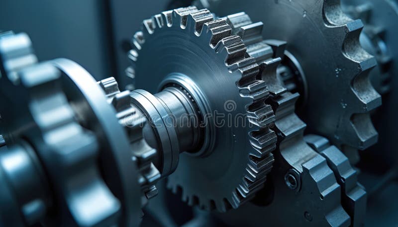 Close-up Shot Gears, Metal Components, Precision-engineered for ...