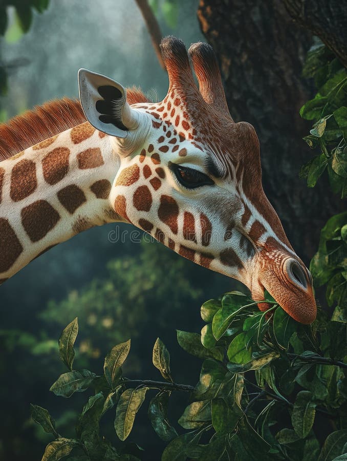 Giraffe Eating Leaves stock photo. Image of wild, wildlife - 388911560