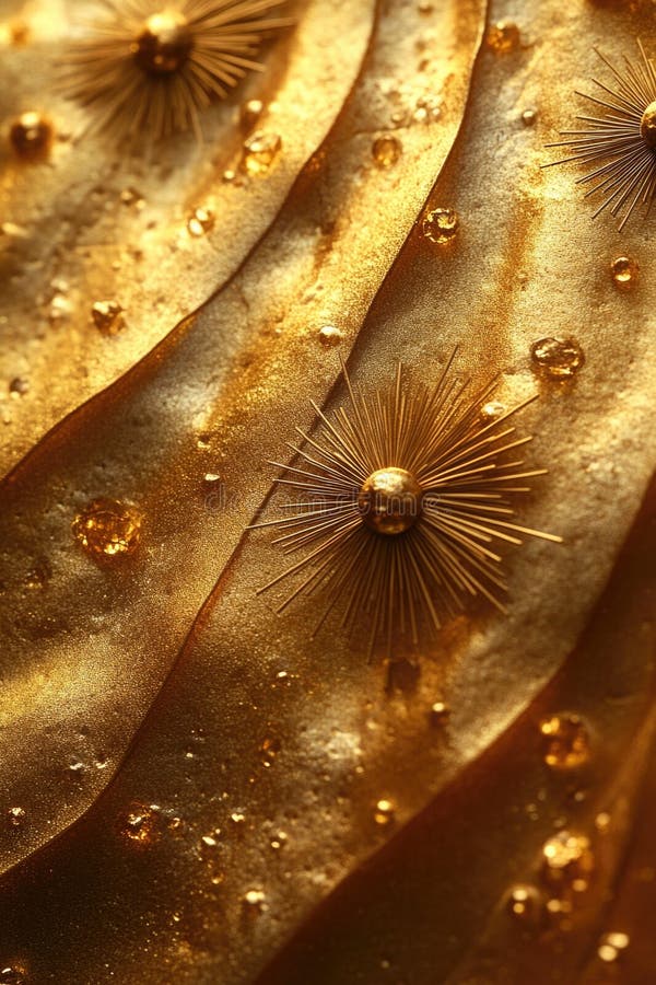 Close-up Shot of a Gold Cloth with Water Droplets on Its Surface Stock ...