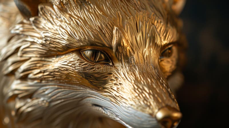 Close-up Shot of Gold Fox Ornament Stock Photo - Image of abstract ...