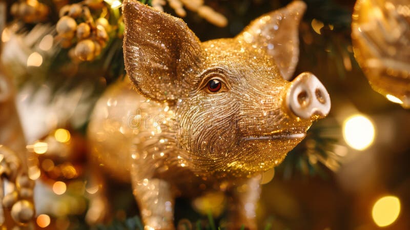 Close-up Shot of Gold Pig Ornament Stock Photo - Image of presentation ...