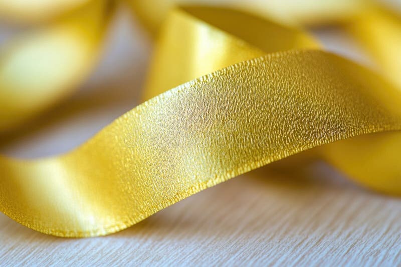 A Close-up Shot of a Gold Ribbon on a Table, Suitable for Use in ...