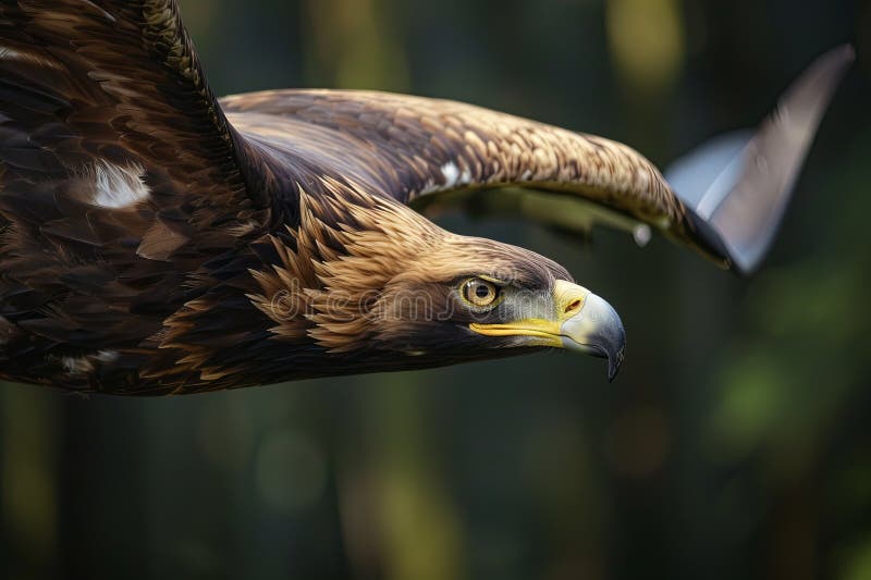 Golden Eagle in Flight with Sharp Eyes and Powerful Expression Stock ...