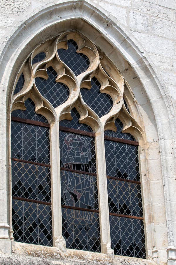 Gothic Window with Stone Tracery and Diamond Glazing in Giverny, France ...