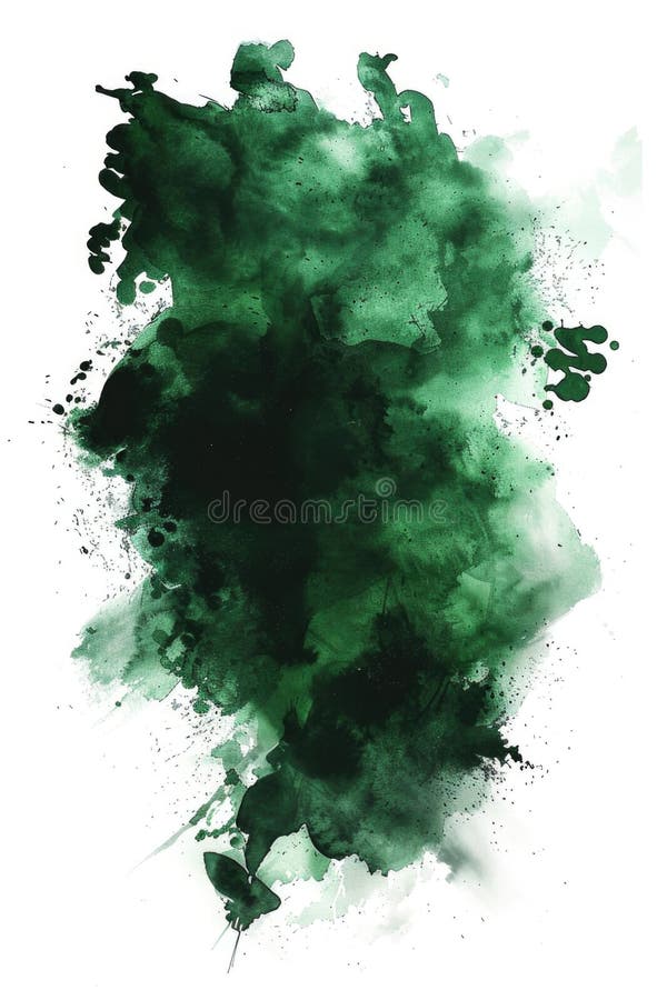 A Close-up Shot of a Green Ink Splatter on a White Background Stock ...