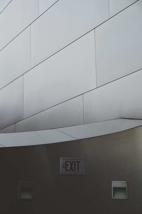 Close Up Shot of Grey Wall with an Exit Sign Stock Photo - Image of ...