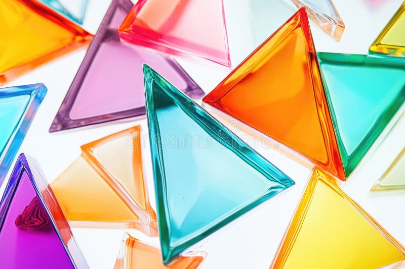 A Close-up Shot of a Group of Colorful Glass Triangles Stock ...