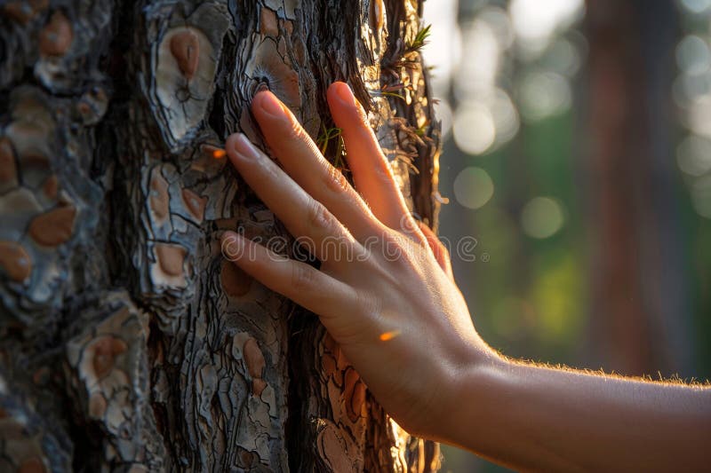 Hand Touching Tree Bark stock illustration. Illustration of pattern ...
