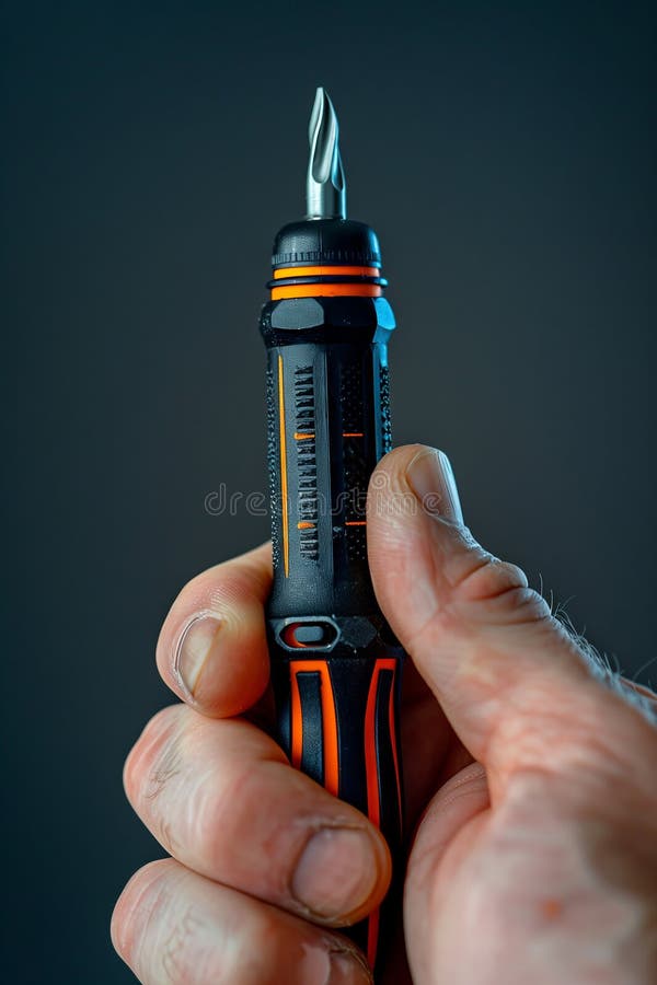 A Craftsman& X27;s Grip: a Close-Up of an Electric Screwdriver Stock ...