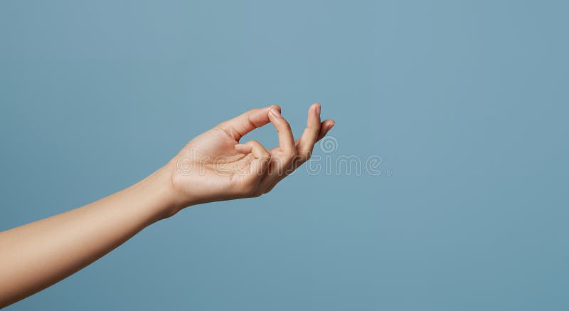Hand Making a Gesture with Fingers Against a Blue Background with Copy ...