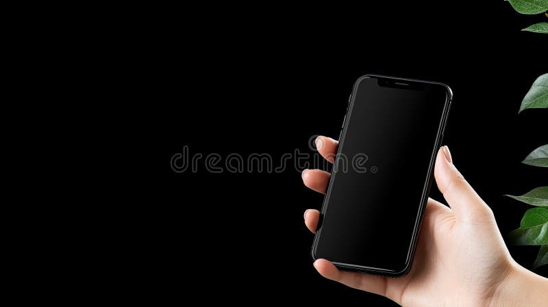 Close-up Shot of a Hand Presenting a Smartphone with a Black Screen ...