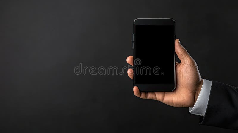 Close-up Shot of a Hand Presenting a Smartphone with a Black Screen ...