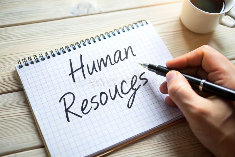 Hand Writing Human Resources on White Paper, View from Above Stock ...