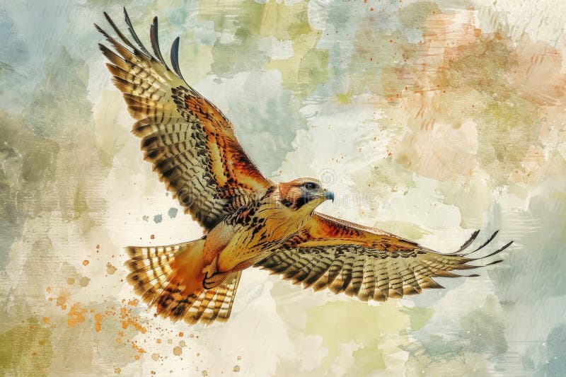 A Close-up Shot of a Hawk Soaring through the Clouds, with the Sun ...