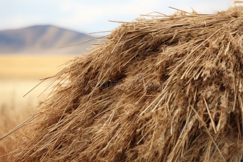 Close-up Shot of a Haystack, Displaying Texture and Details Stock Image ...