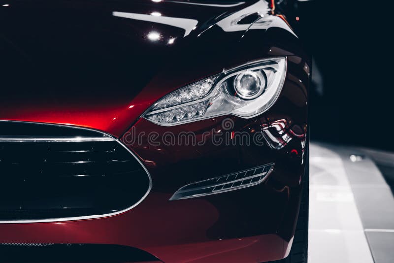 Close Up Shot of a Headlight of a Read Car Stock Image - Image of auto ...
