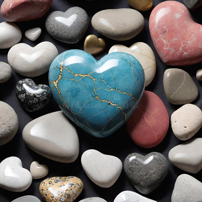 A Close Up Shot of a Heart Shaped Stone Stock Illustration ...