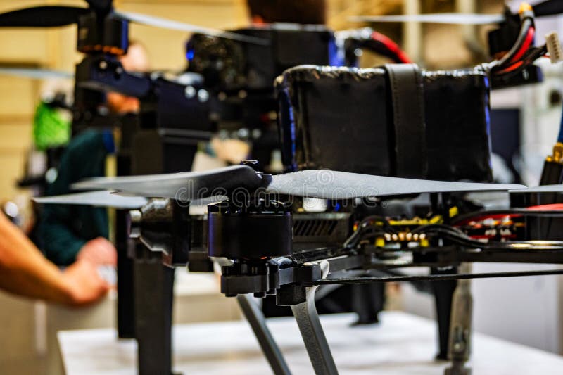 A Close-Up Shot of a Heavily Modified Drone Revealing Its Electronics ...