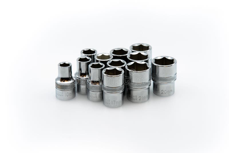 Close-up Shot of a Hexagonal Socket Set on White Background Stock Photo ...