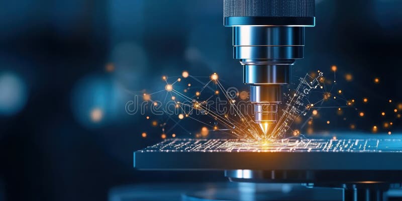 Advanced Technology Precision Manufacturing Process with Circuit Board and Network Connections ...