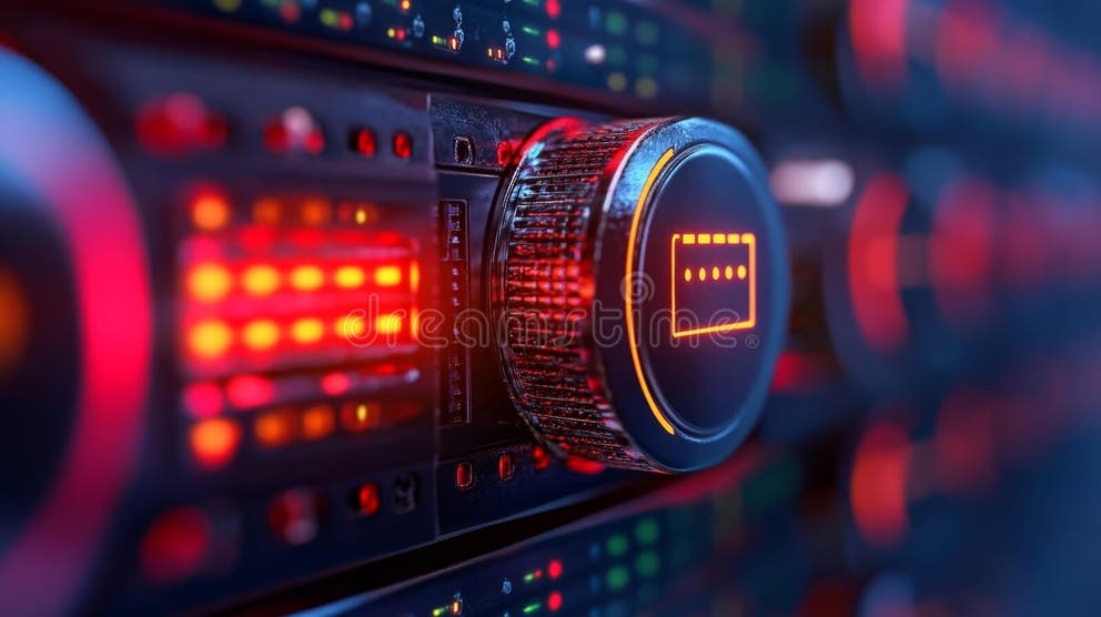 High-tech Futuristic Server Button with Battery Indicator Lights Stock ...