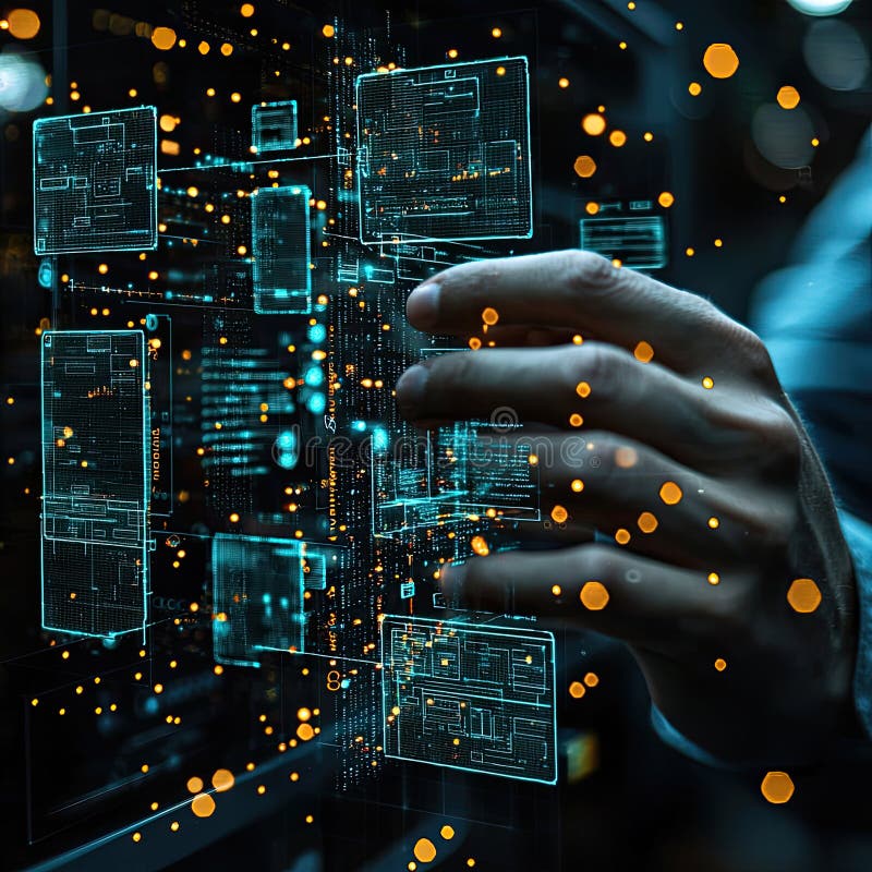 Futuristic Data Analysis a Hand Interacting with Holographic Code and ...