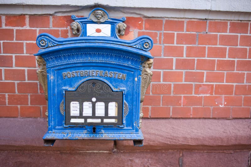 Close-up Shot of a Historical Blue Postbox Editorial Image - Image of ...