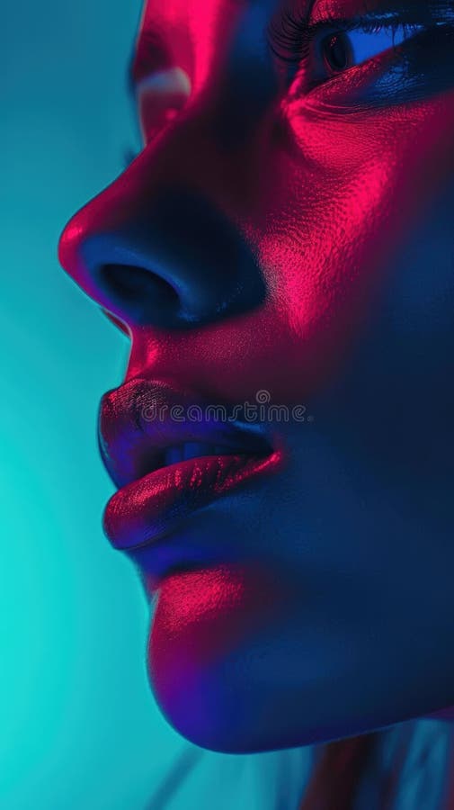 A Closeup Shot of a Human Faces with Modern Digital Gradients Stock ...