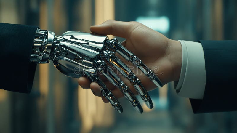 Human Handshaking with Robotic Hand Future Technology Concept Stock ...