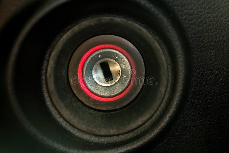 Close Up Shot of the Ignition Keyhole in a Car Stock Photo - Image of ...