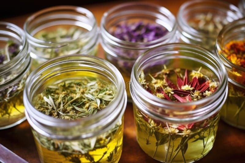 Close-up Shot of Infusing Botanicals in a Transparent Container Stock ...