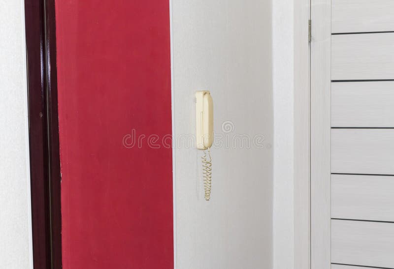 Close Up Shot of the Intercom in the Apartment. Interior Stock Image ...