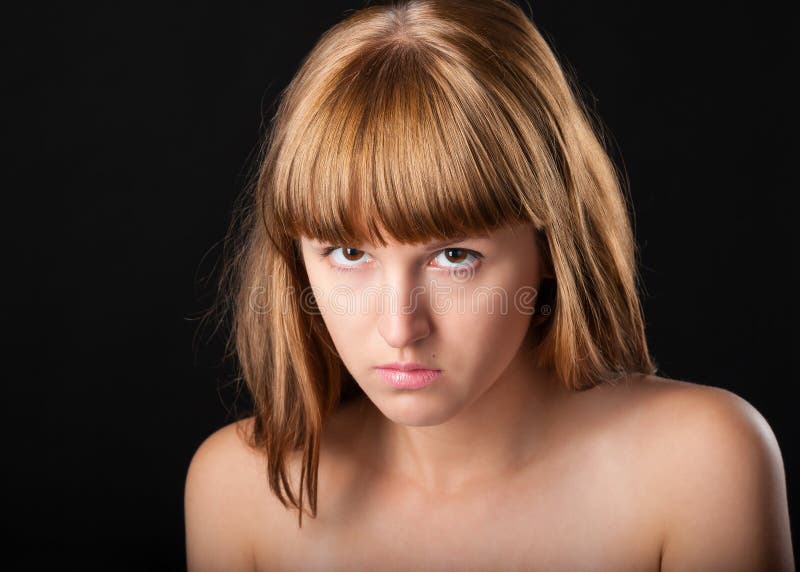 Close-up Shot of Irritated Attractive Girl Stock Photo - Image of ...