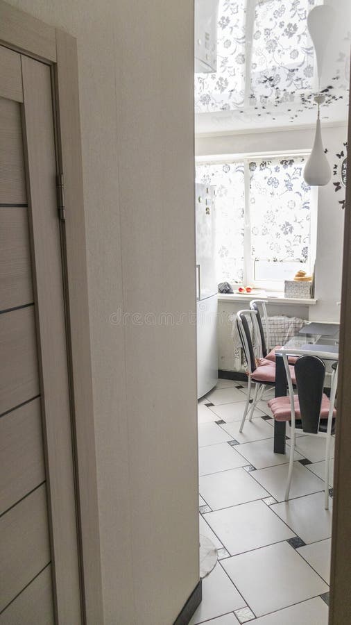 Close Up Shot of the Kitchen in the Modern Apartment. Interior Design ...