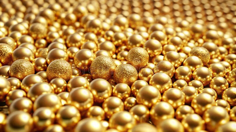 A Close-up Shot of a Large Group of Shiny Gold Spheres Stock ...