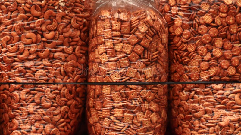 Close Up Shot of Large Plastic Packs of Crackers - Concept of a Morning ...