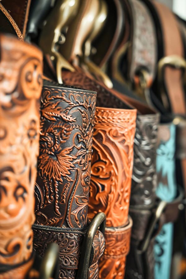 Close-up Shot of Leathercraft, Tooling, and Hand-stitching Stock ...