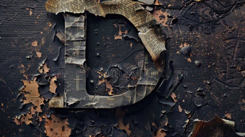A Close-up Shot of a Letter D Constructed from Torn Newspaper Pages ...