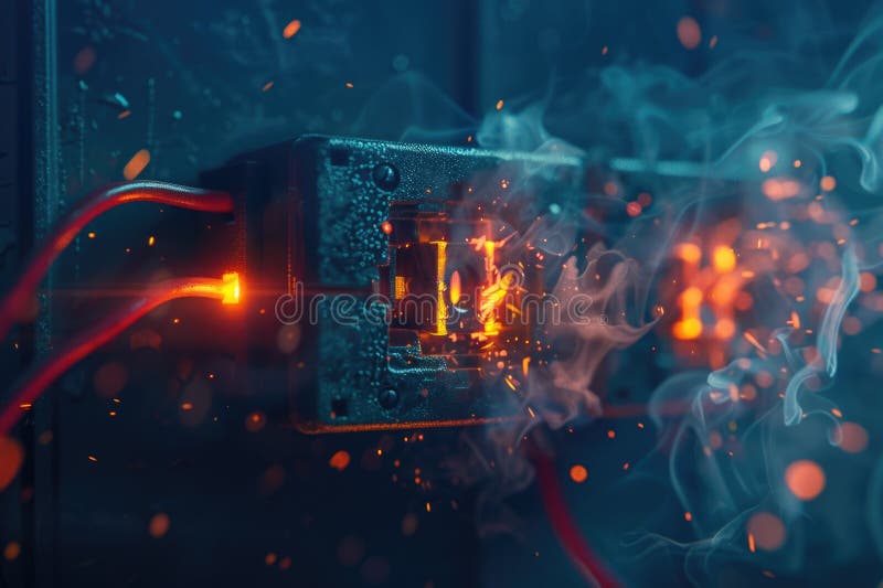 Close-up Shot of a Light Switch with Smoke Emerging from the Device ...
