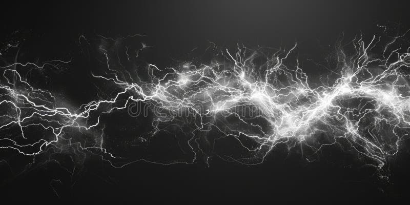 A Close-up Shot of a Lightning Bolt in Black and White Stock Image ...