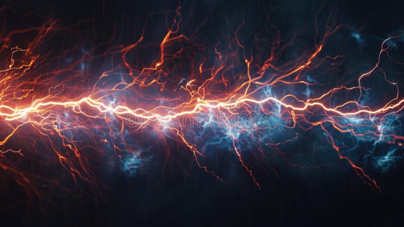 Close-up Shot of a Lightning Bolt on a Dark Background, Great for Use ...
