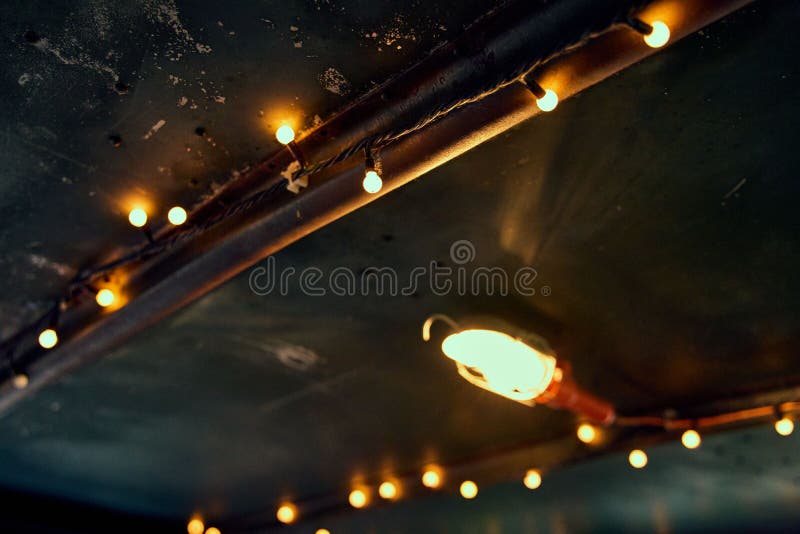 Close-up Shot of Lights Fixed To an Old Ceiling Stock Photo - Image of ...